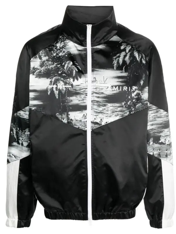 Amiri Graphic Print Zip-up Track Jacket - Black