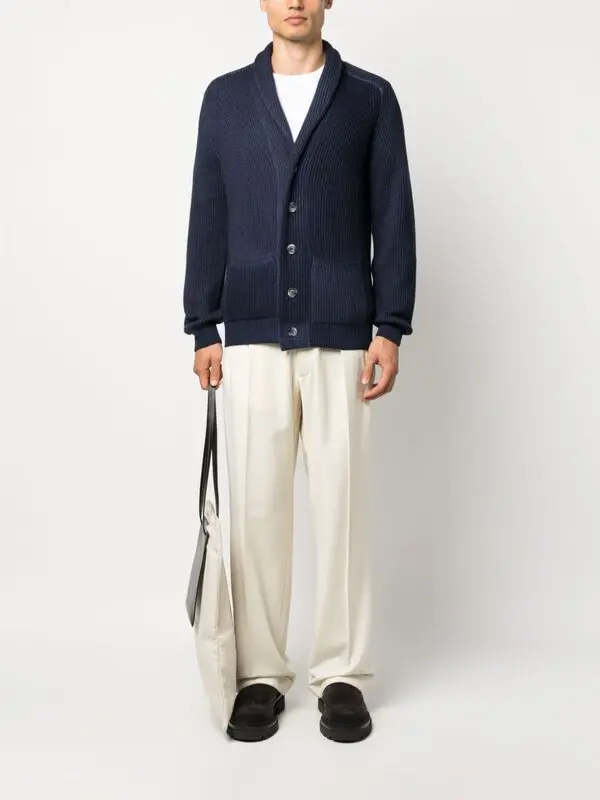 Fedeli Shawl-collar Ribbed Cardigan
