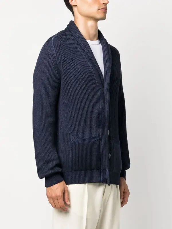 Fedeli Shawl-collar Ribbed Cardigan