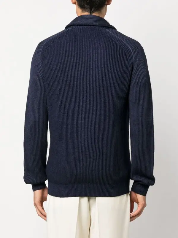 Fedeli Shawl-collar Ribbed Cardigan