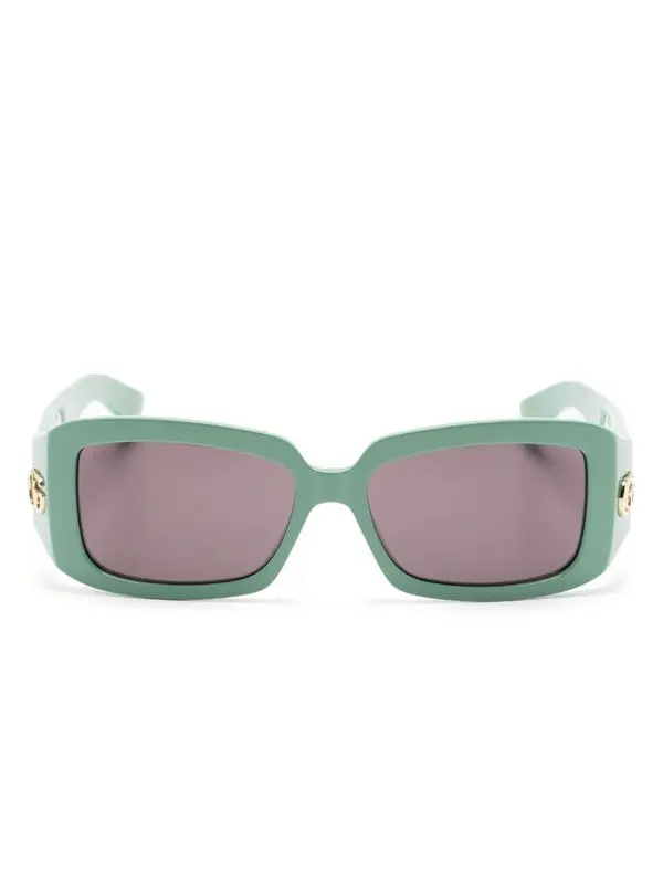 Gucci Double G Rectangle-frame Sunglasses - Green