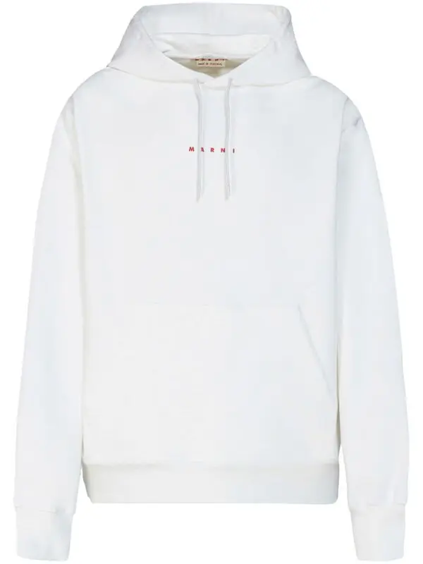 Marni Logo-print Cotton Hoodie - White