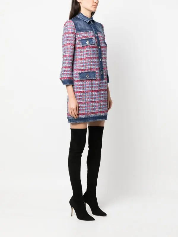 Dsquared2 Panelled Tweed Denim Mini Dress