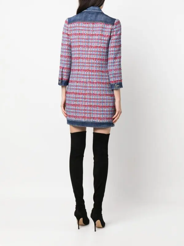 Dsquared2 Panelled Tweed Denim Mini Dress