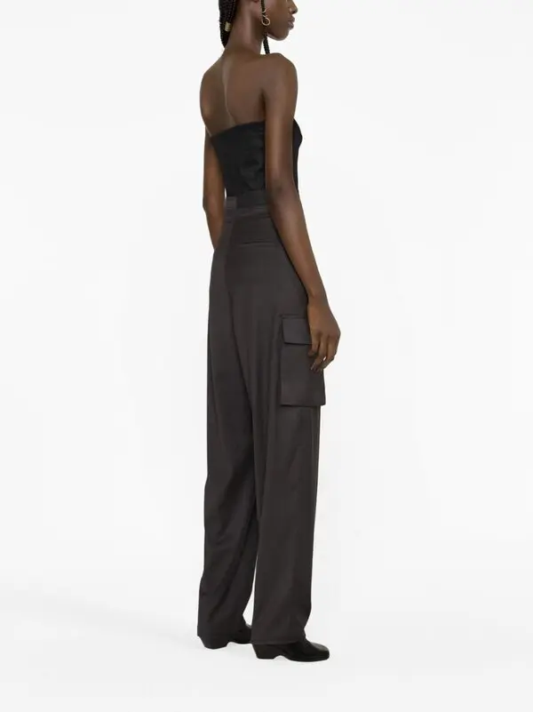 ANDREĀDAMO Pleated Cut-out Cargo Trousers - Grey