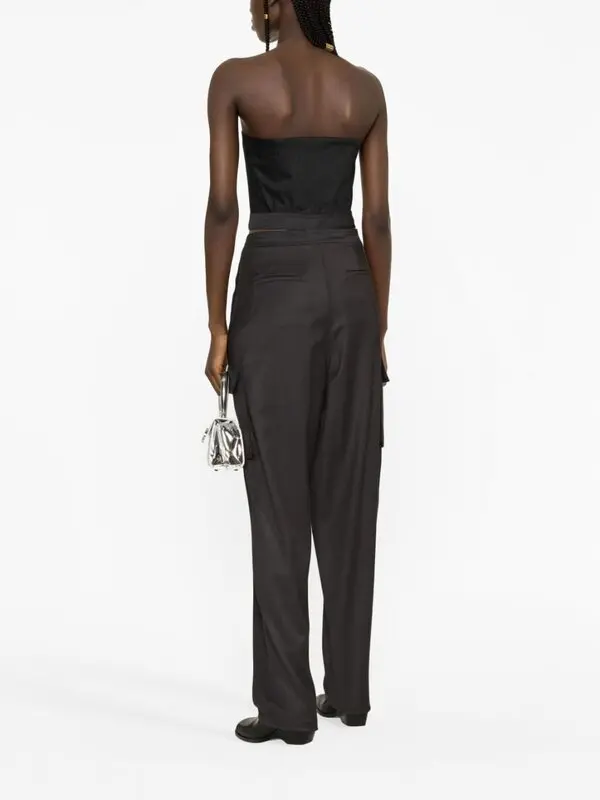 ANDREĀDAMO Pleated Cut-out Cargo Trousers - Grey