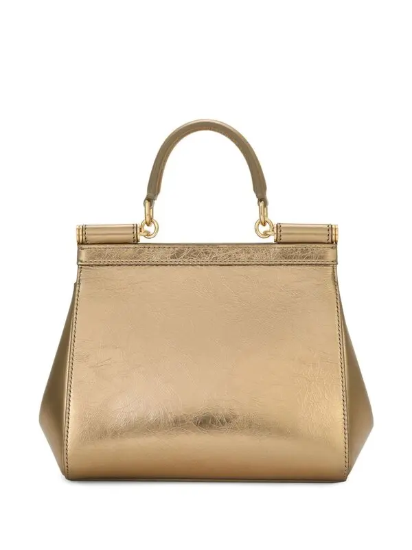 Dolce & Gabbana Sicily Metallic Leather Tote Bag - Gold