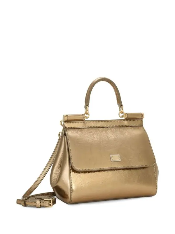 Dolce & Gabbana Sicily Metallic Leather Tote Bag - Gold