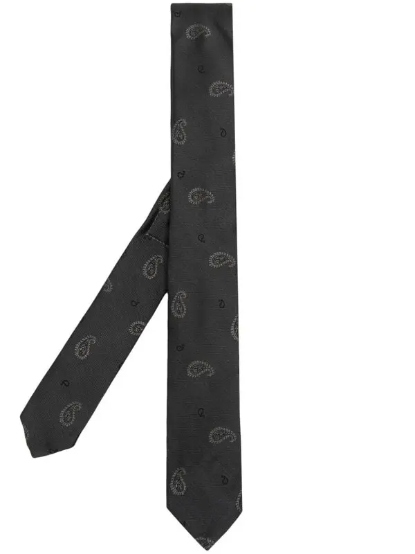 Thom Browne Paisley-jacquard Silk Neck Tie - Grey