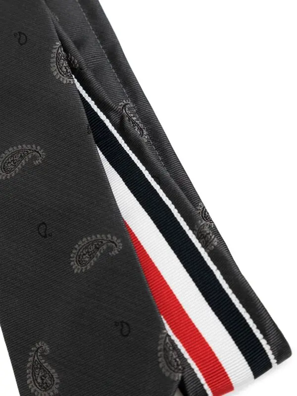 Thom Browne Paisley-jacquard Silk Neck Tie - Grey