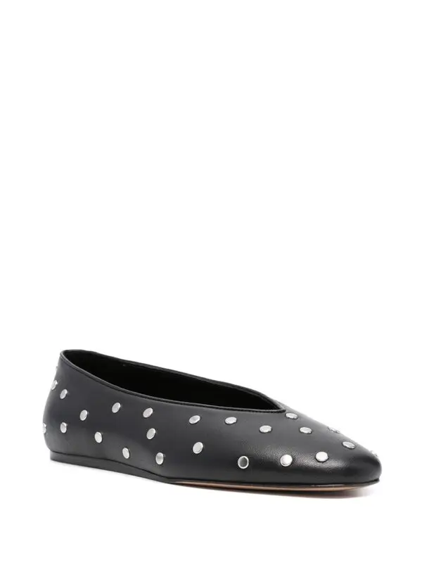 Le Monde Beryl Luna Leather Ballerina Shoes - Black