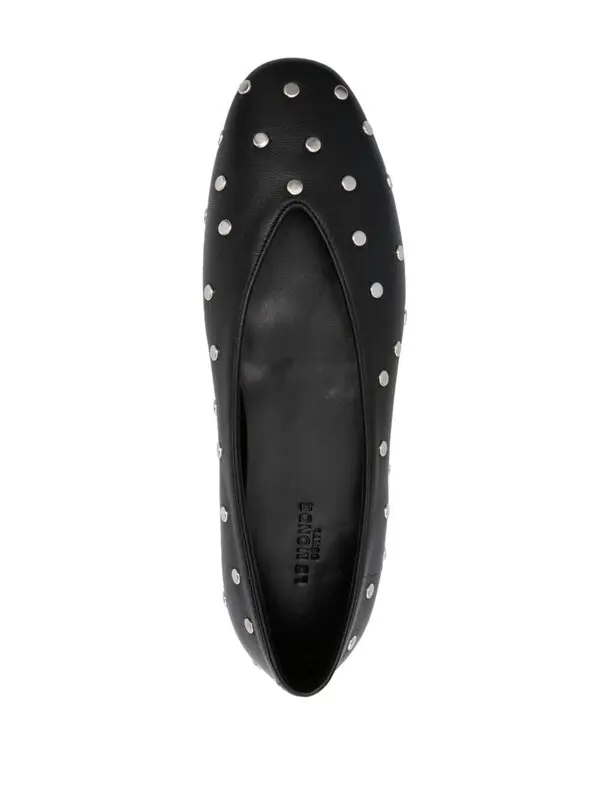 Le Monde Beryl Luna Leather Ballerina Shoes - Black