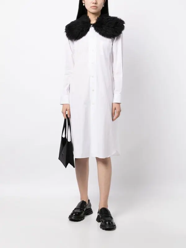 Comme Des Garçons Fur-collar Shirtdress