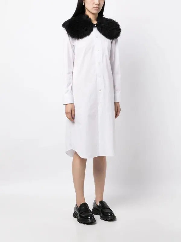 Comme Des Garçons Fur-collar Shirtdress