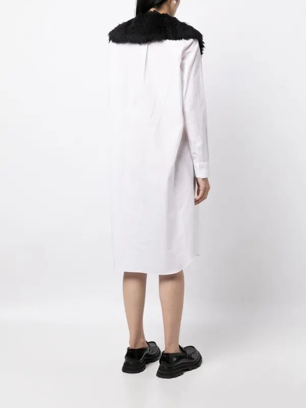 Comme Des Garçons Fur-collar Shirtdress
