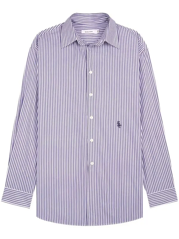 Sporty & Rich Logo-embroidered Striped Shirt