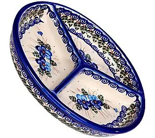 LIDIA'S POLISH POTTERY Divided In 3 Serving Pla Tter - One-color