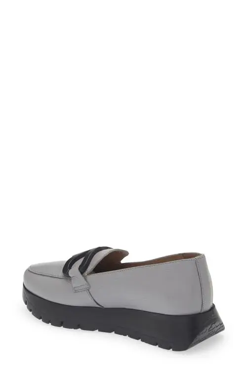 WONDERS Lug Sole Loafer - Grey Tumbled Leather