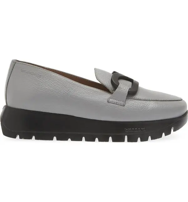 WONDERS Lug Sole Loafer - Grey Tumbled Leather