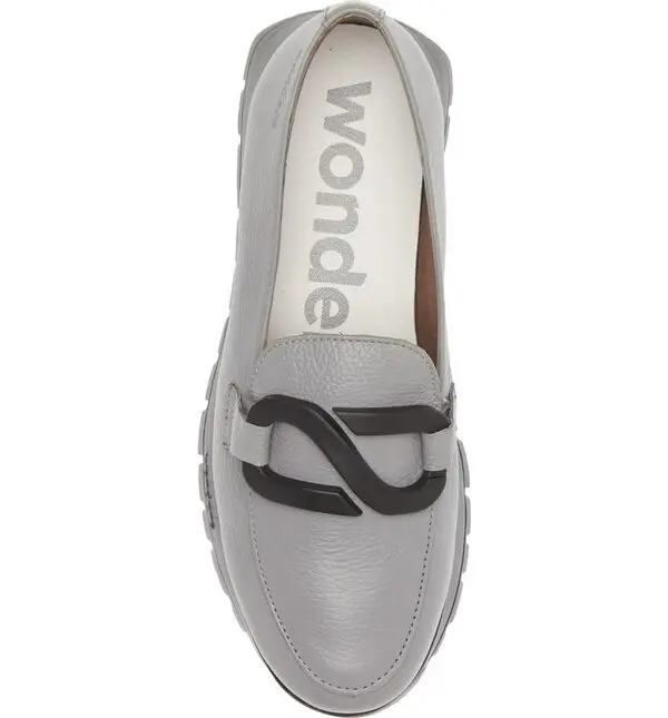 WONDERS Lug Sole Loafer - Grey Tumbled Leather