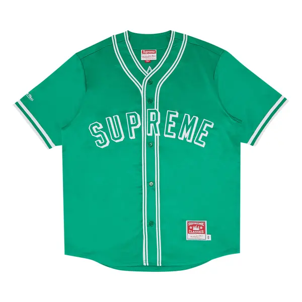 Supreme X Mitchell & Ness Satin Baseball Jersey - Green