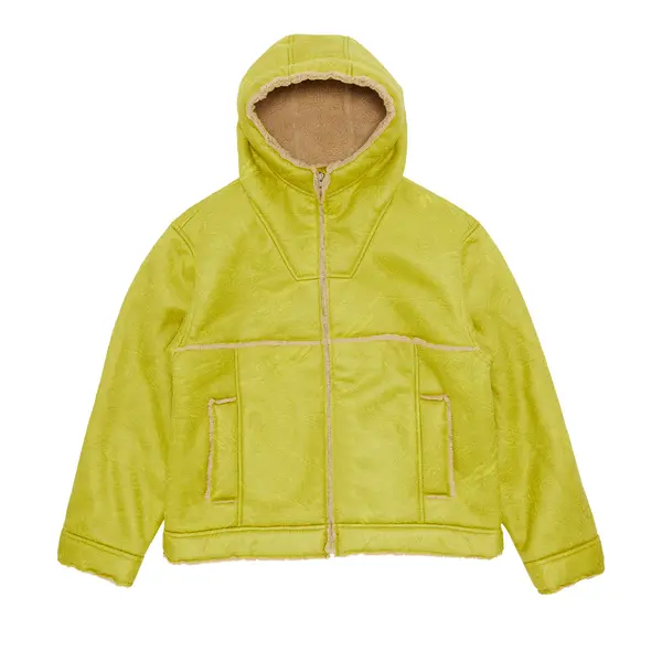 Supreme Faux Shearling Hooded Jacket - Yellow