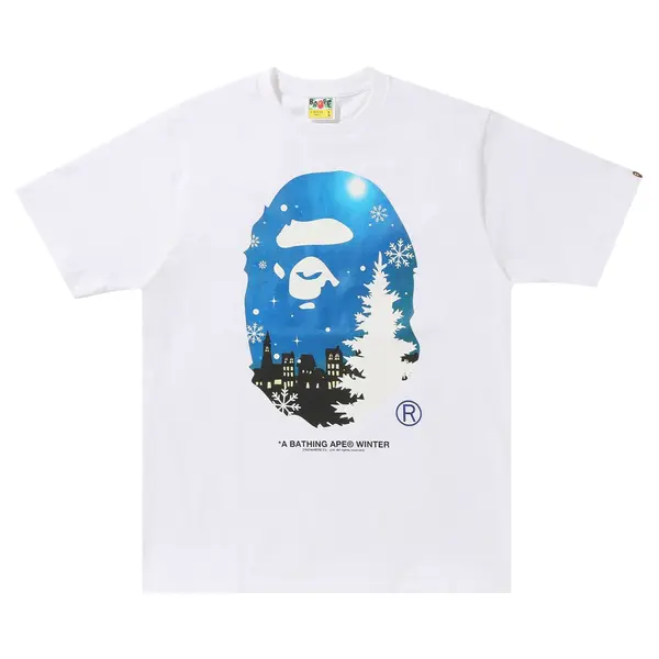 A BATHING APE Christmas Ape Head Glow In The Dark Tee - White