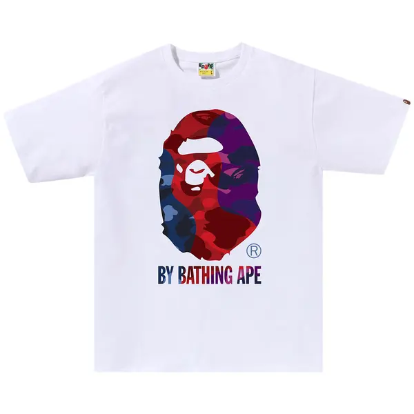 A BATHING APE Color Camo Crazy Bathing Ape Tee - White