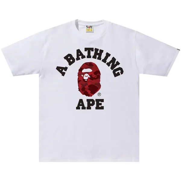 A BATHING APE Color Camo College Tee /red - White