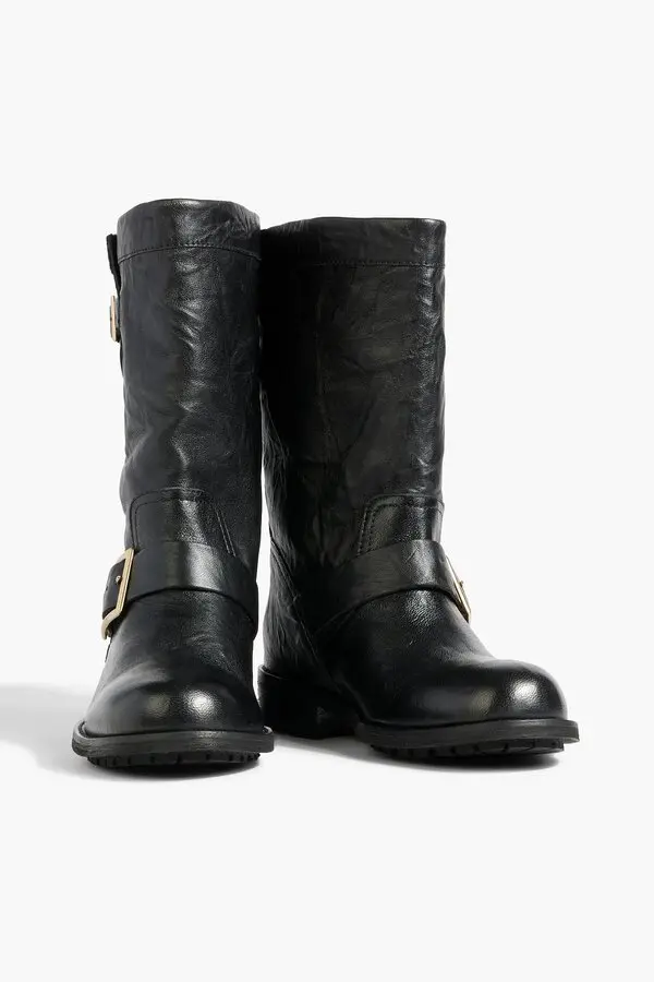 JIMMY CHOO Biker Buckled Leather Boots