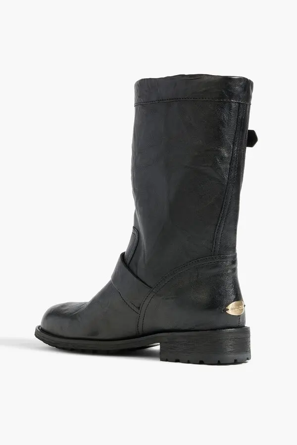 JIMMY CHOO Biker Buckled Leather Boots