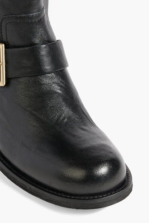 JIMMY CHOO Biker Buckled Leather Boots