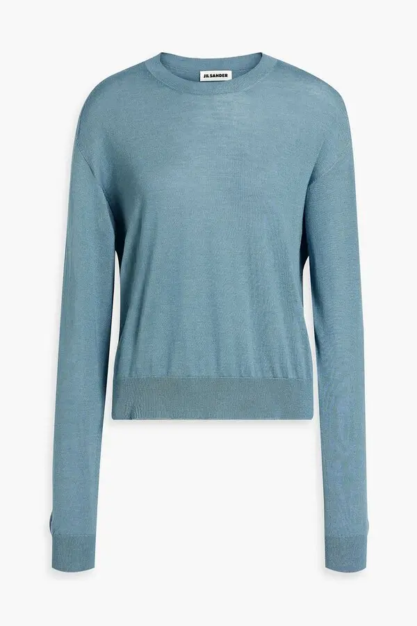 JIL SANDER Cashmere, Wool And Silkblend Sweater - Light Blue