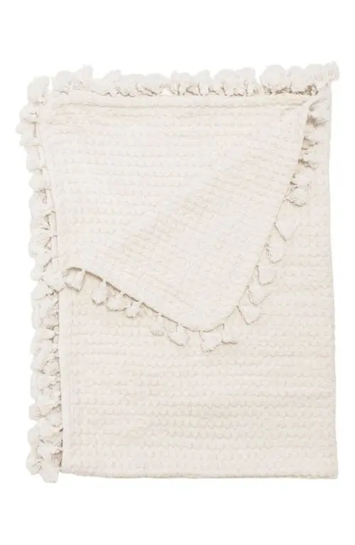 CRANE BABY Birch Tassel Waffle Knit Cotton Baby Blanket - White