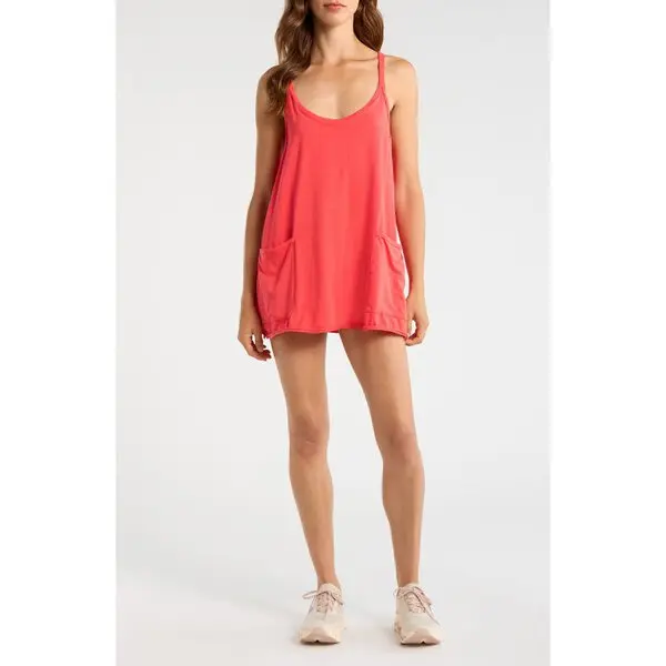 Free People Hot Shot Racerback Romper - Grapefruit