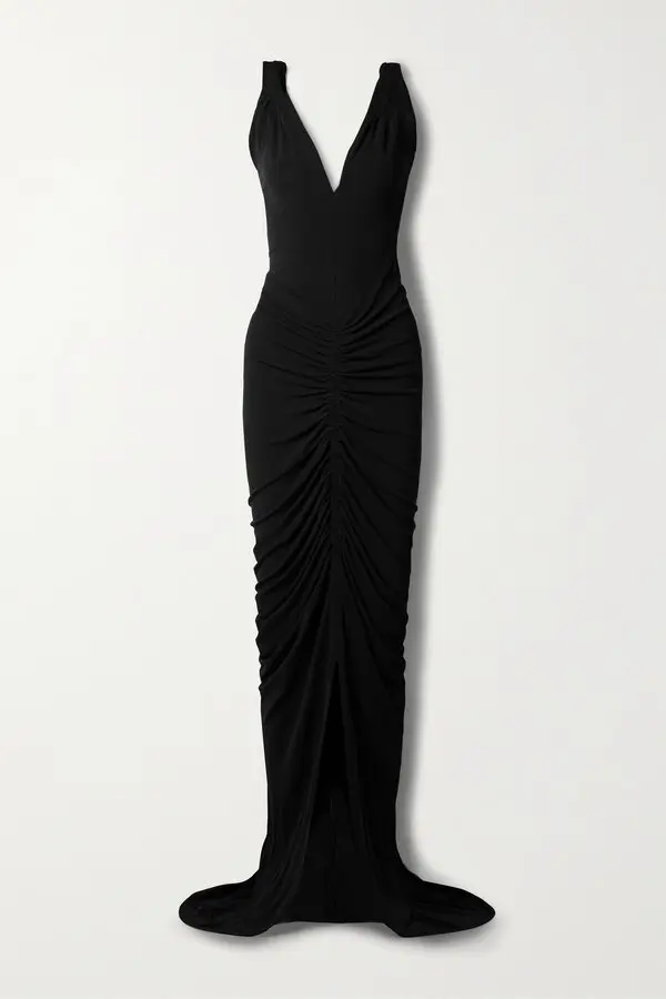 Givenchy Open-back Ruched Crepe Gown