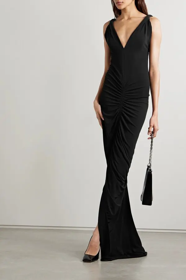 Givenchy Open-back Ruched Crepe Gown