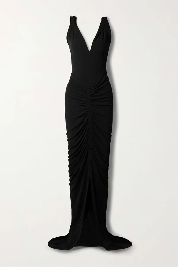 Givenchy Open-back Ruched Crepe Gown
