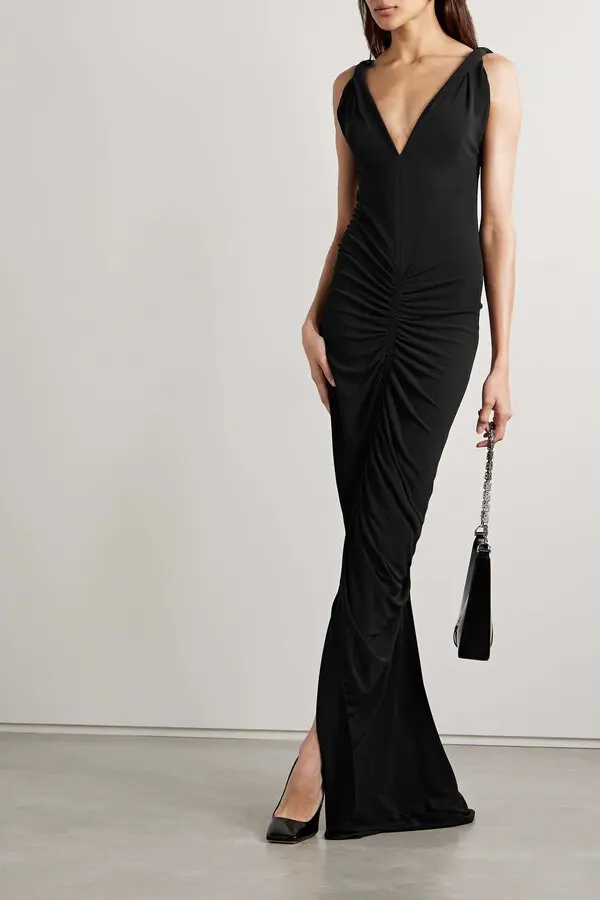 Givenchy Open-back Ruched Crepe Gown