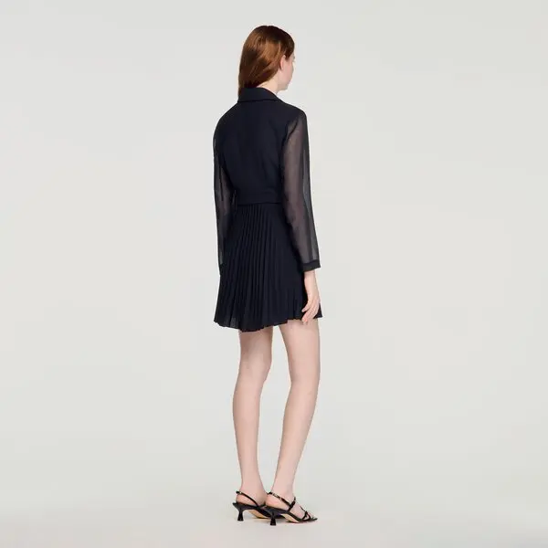 Sandro Tailored Wraparound Dress With Pleated Side