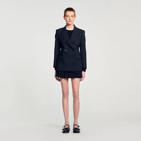 Sandro Tailored Wraparound Dress With Pleated Side