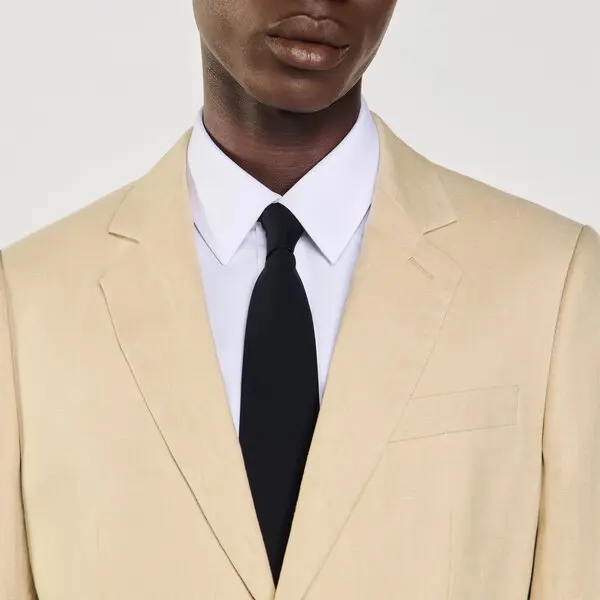 Sandro Linen Suit Jacket - Light Beige