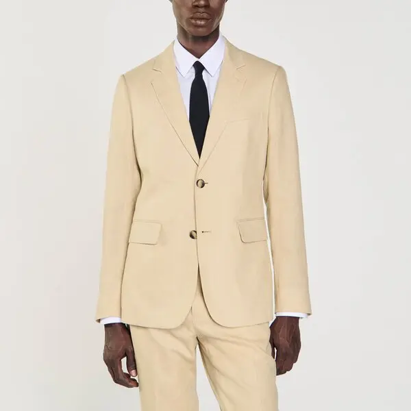 Sandro Linen Suit Jacket - Light Beige