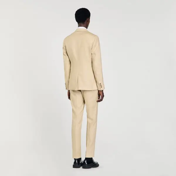 Sandro Linen Suit Jacket - Light Beige