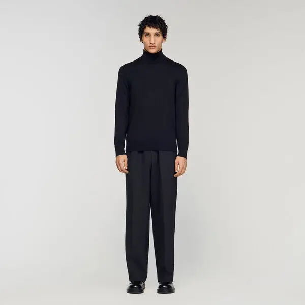 Sandro Turtleneck Wool Sweater - Black
