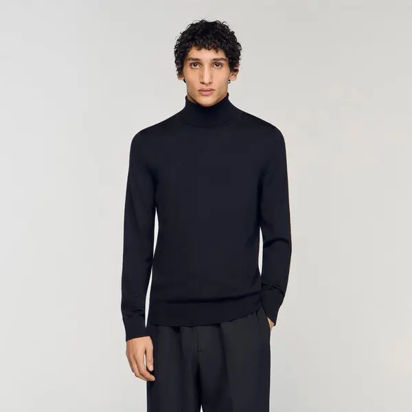 Sandro Turtleneck Wool Sweater - Black