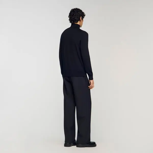 Sandro Turtleneck Wool Sweater - Black