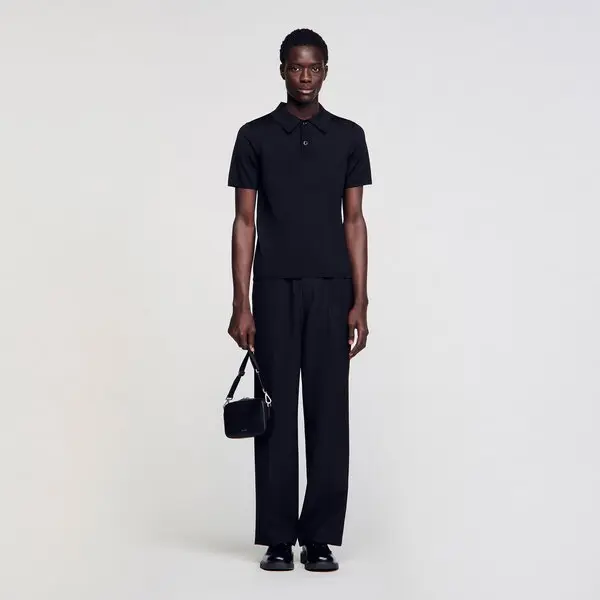 Sandro Short-sleeve Knitted Polo Shirt - Black