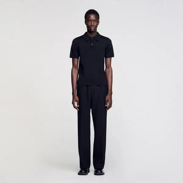 Sandro Short-sleeve Knitted Polo Shirt - Black