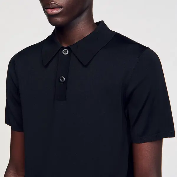 Sandro Short-sleeve Knitted Polo Shirt - Black
